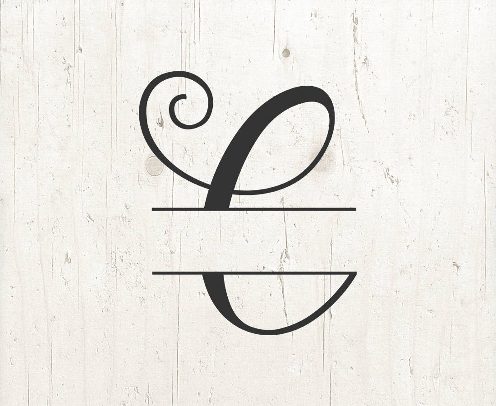 Monogram Split Letter Svg Divided Initial C Svg Swirl Letter - Etsy