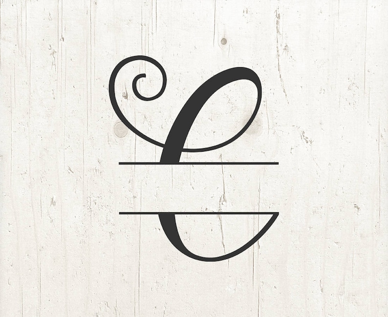 Monogram Split Letter Svg Divided Initial C Svg Swirl Letter - Etsy