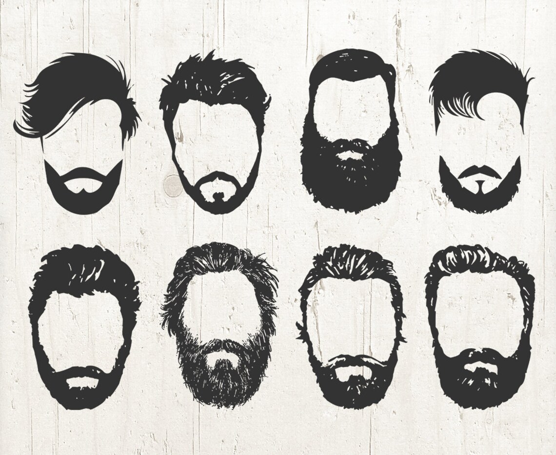 Bart SVG Bundle: Hipster Schablone, Aufkleber Schnittdateien (Digitaler ...