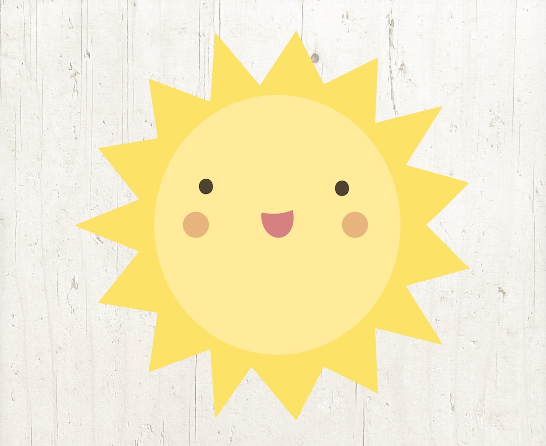 Smiling Sun SVG: Happy Face Clipart, Weather Summer Cut File (digital ...