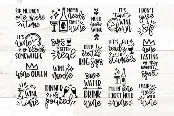 Wine Bundle Svg Wine Svg Wine Sayings Svg Wine Glass Svg | Etsy Canada