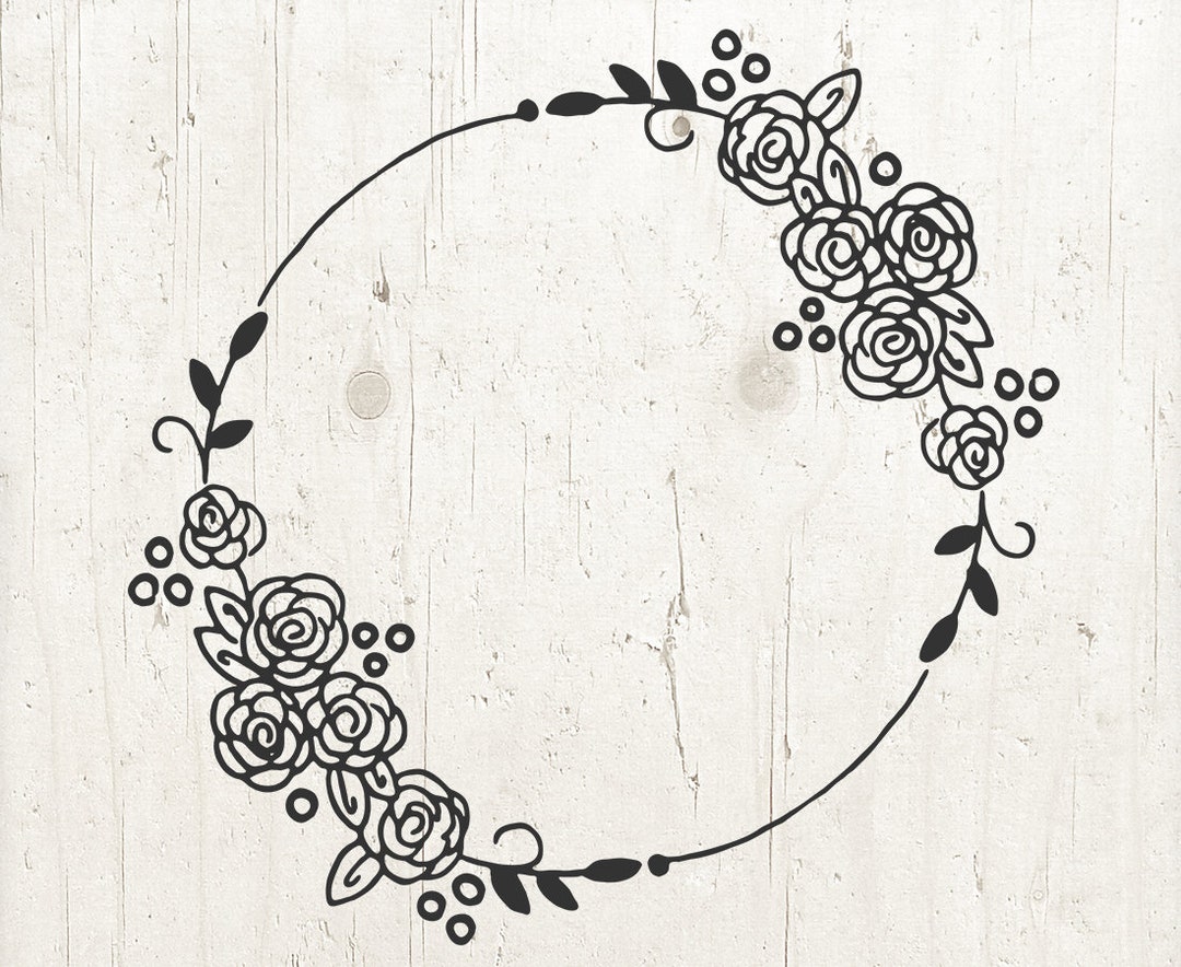 Wedding Monogram Wreath Svg File Flower Wreath Svg Monogram Wreath