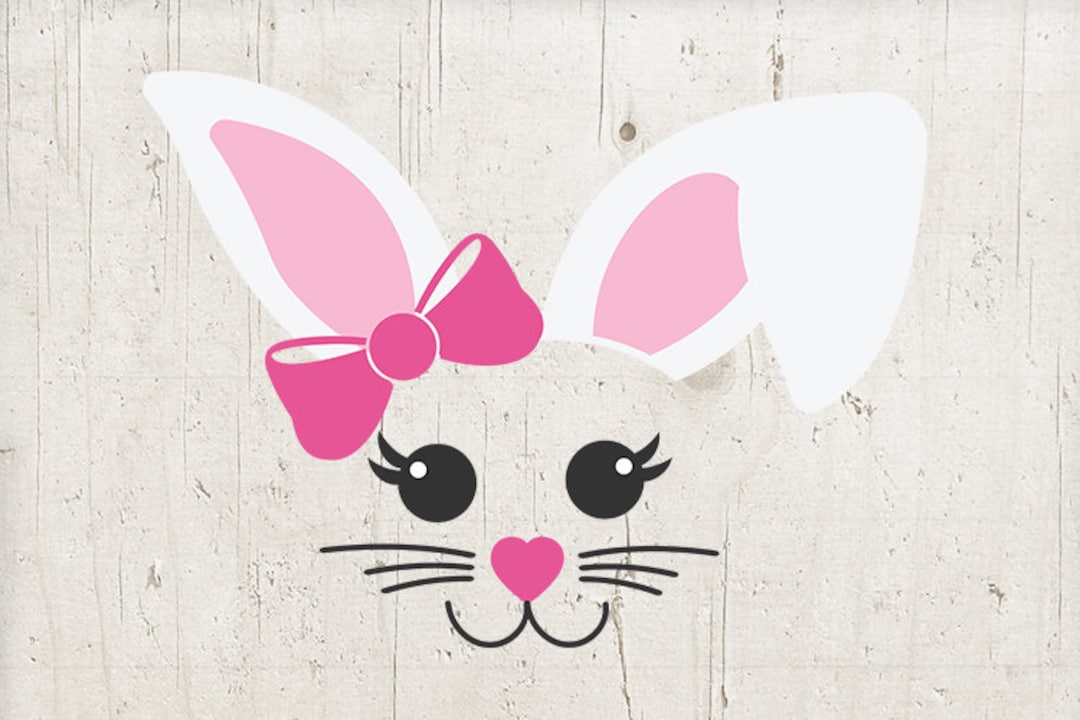 Girl Easter Bunny SVG EPS JPG Png Dfx Digital Download - Cute Pink Bow ...