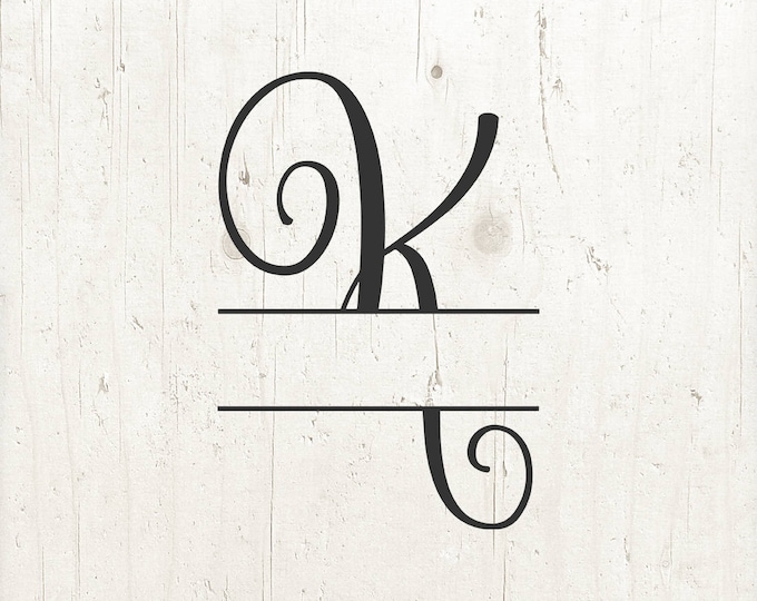 Uppercase K Letter Split Monogram Svg, Alphabet Split Name Frame, Split ...