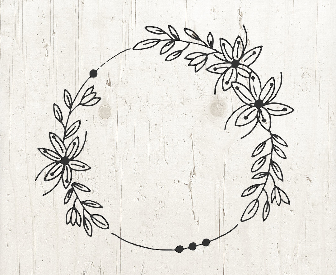Floral Wreath SVG File, Flower Wreath Svg, Wreath Design Svg, Wreath ...