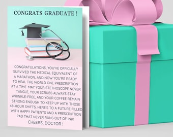 Congratulations Doctor Card Doctor Graduation Card Medical School Card for MD Graduate Medical ...