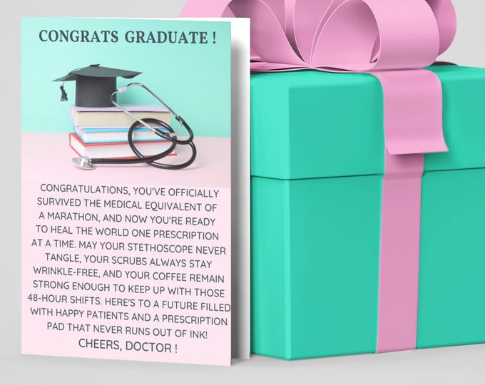 Medical School Graduation Card, New Doctor Card, Residency ...