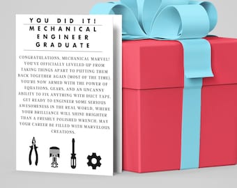 Funny Mechanical Engineer Graduation Card, Personalized Mechanical ...