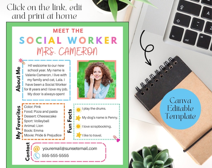 Meet the Social Worker Flyer, Canva Template Editable, Personalized ...