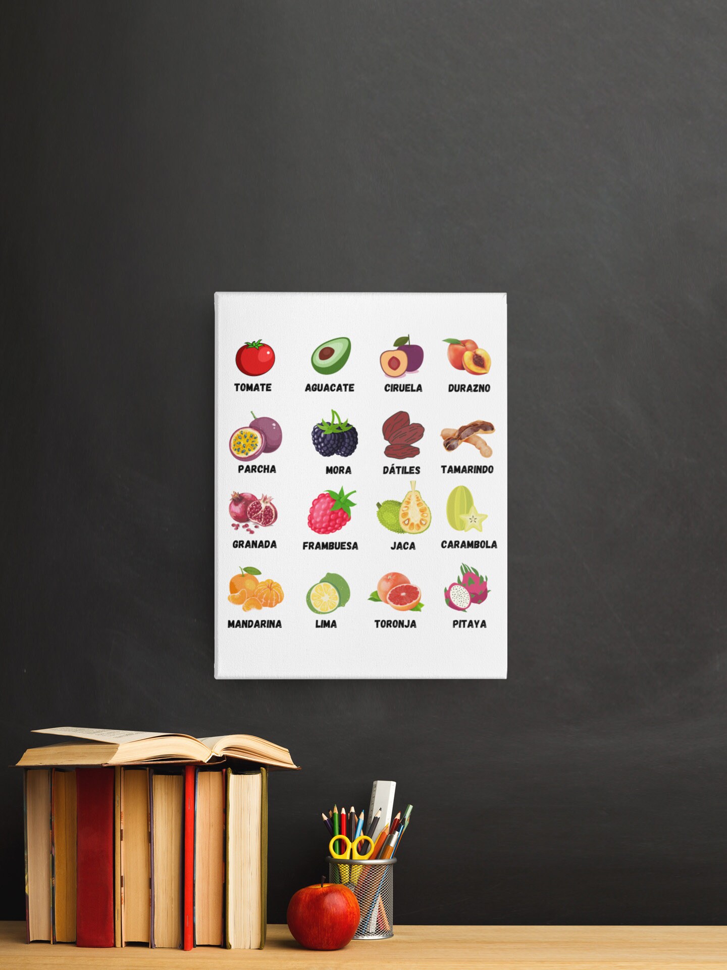 Fruits Poster, in Spanish/español, Set Learning Print, Digital Prints ...