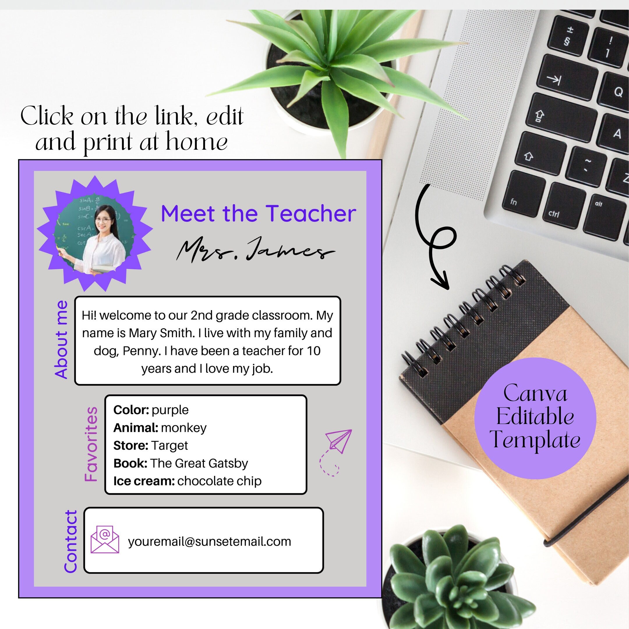 Meet the Teacher Flyer Canva Template Editable and - Etsy