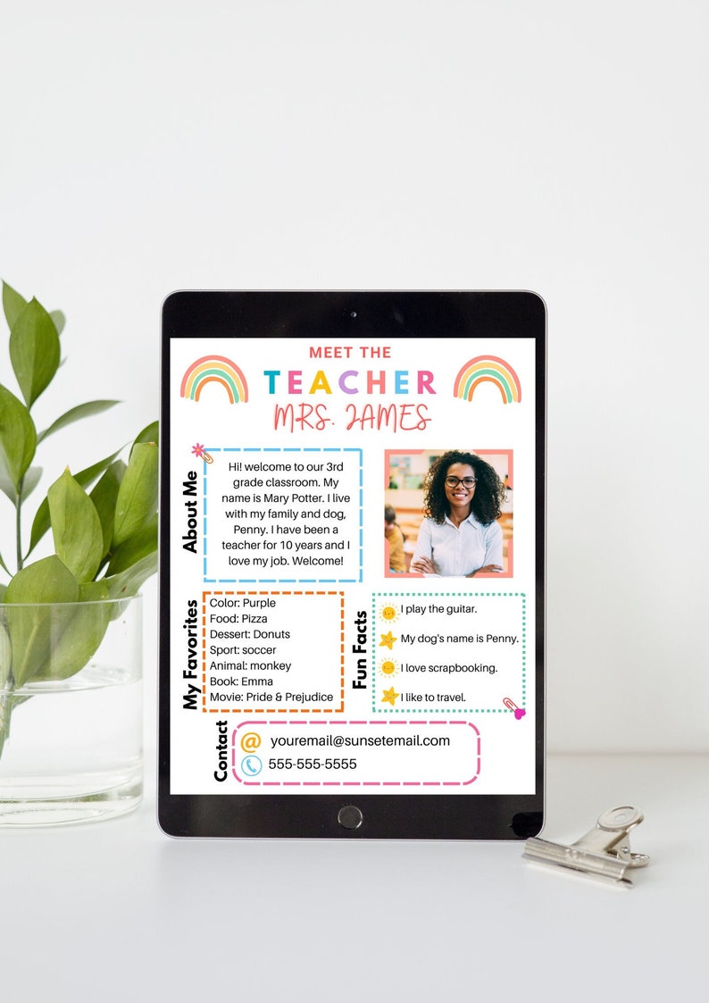 Meet the Teacher Flyer, Canva Template Editable and Personalized, Back ...