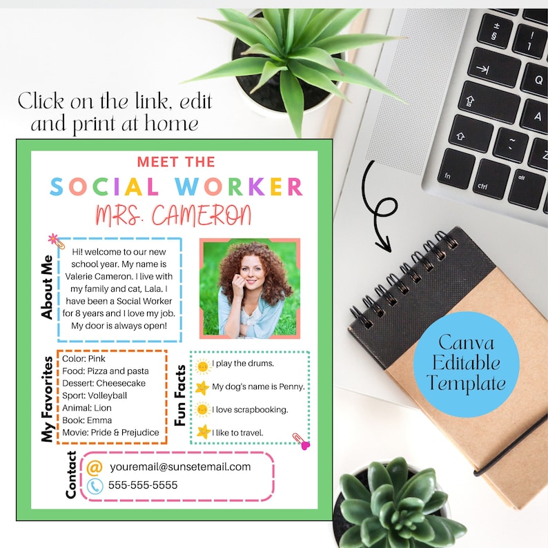 Meet the Social Worker Flyer, Canva Template Editable, Personalized ...