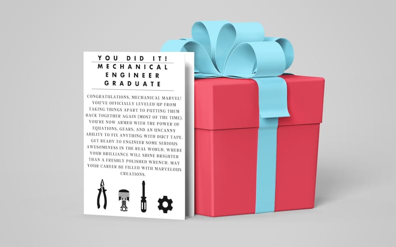 Mechanical Engineer Graduation Card, Congratulations Gift, College ...