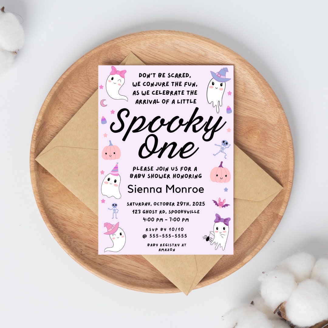 Editable Baby Shower Spooky One Invitation, Personalized, Canva ...