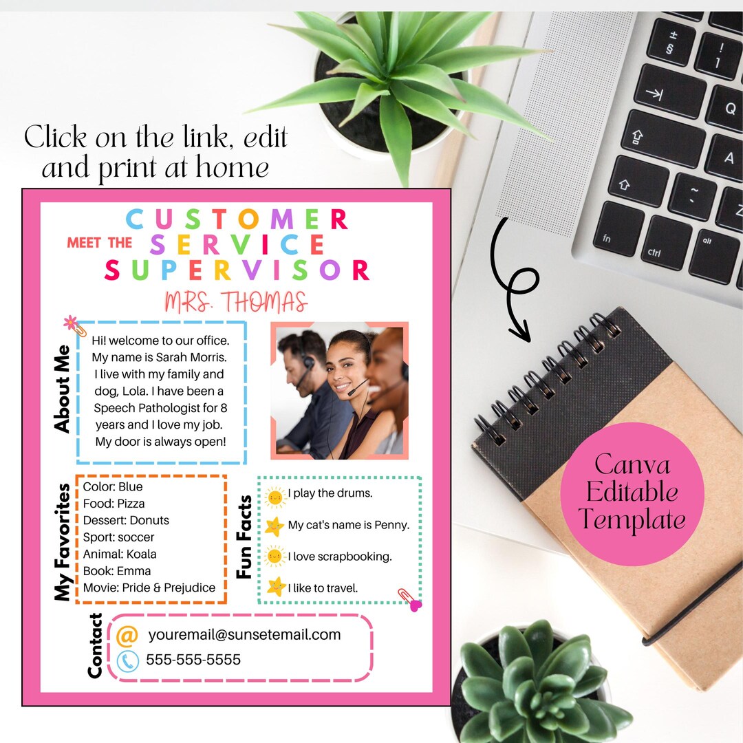 Meet the Customer Service Supervisor Flyer, Canva Template Editable ...