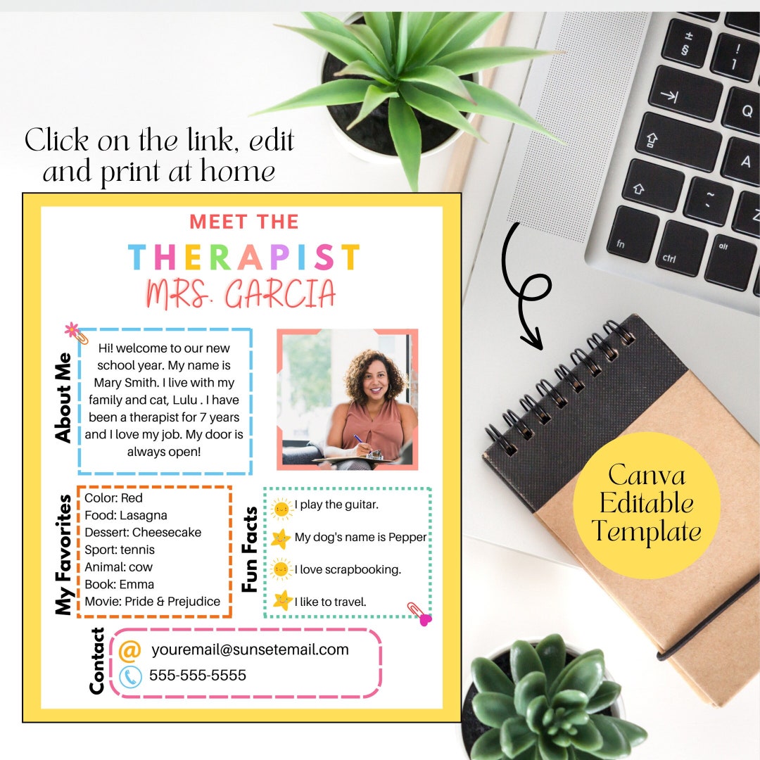 Meet the Therapist Flyer, Editable Canva Template, Personalized, Back ...