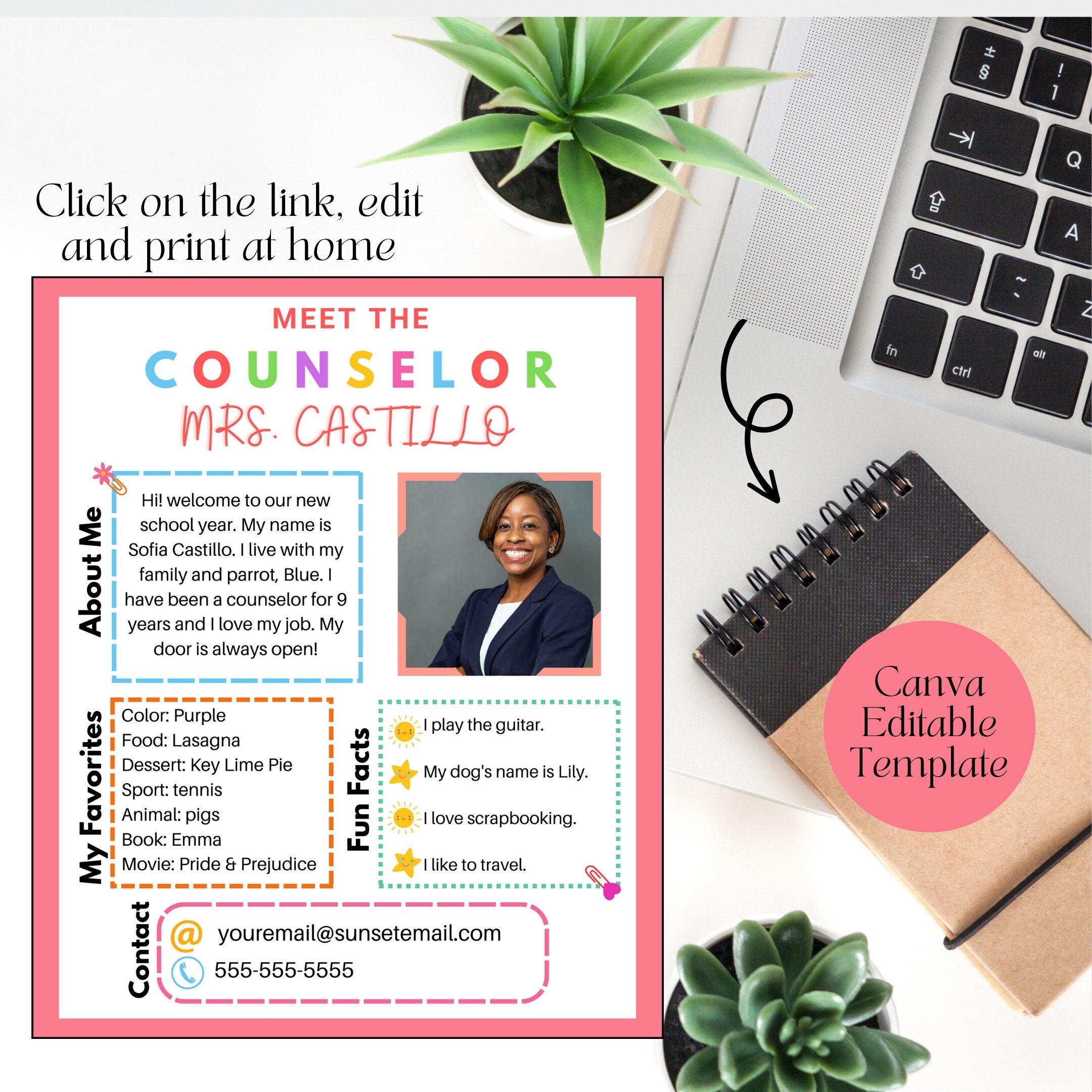 Meet the School Counselor Flyer, Canva Template Editable and ...