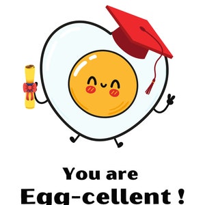 Graduation Card Egg Pun You Are Eggcellent Funny Cute - Etsy