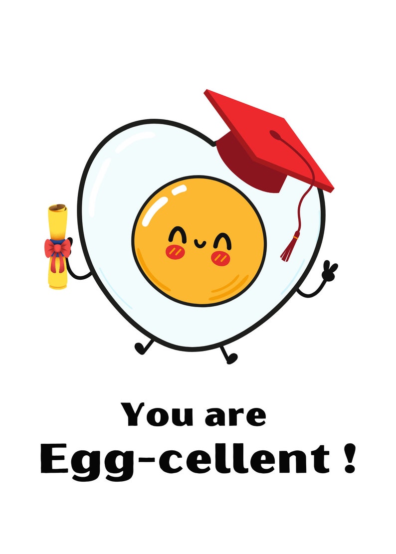 Graduation Card Egg Pun You Are Eggcellent Funny Cute - Etsy