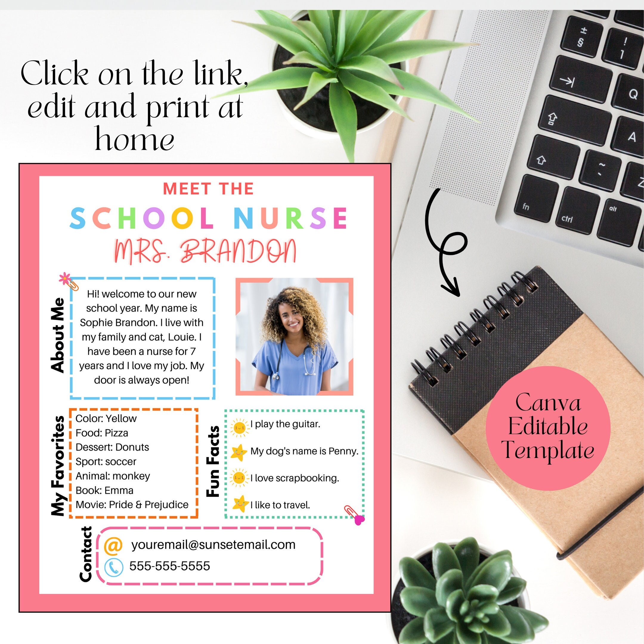 Meet the School Nurse Flyer, Canva Template Editable, Personalized ...