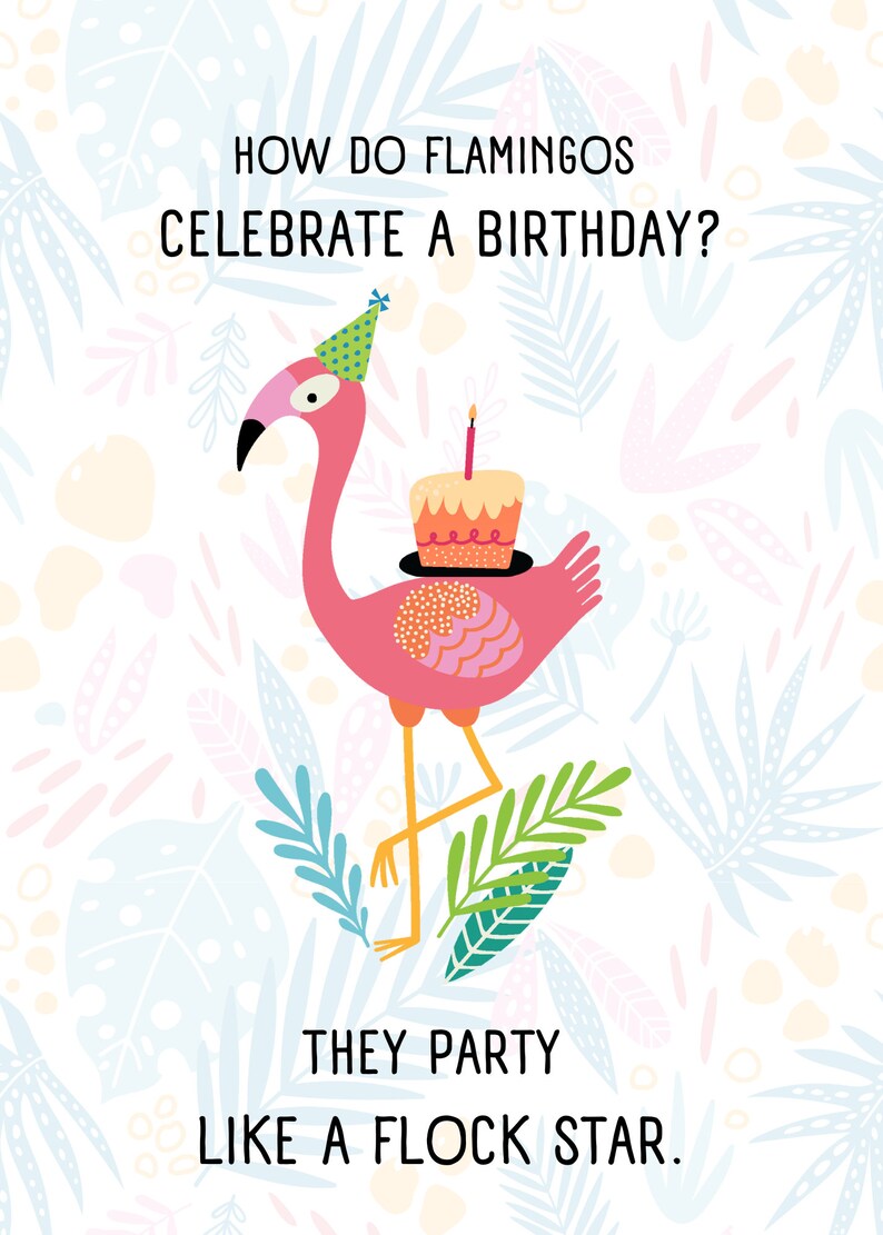 Flamingo Birthday Card, They Party Like a Flock Star, Flaming Party ...