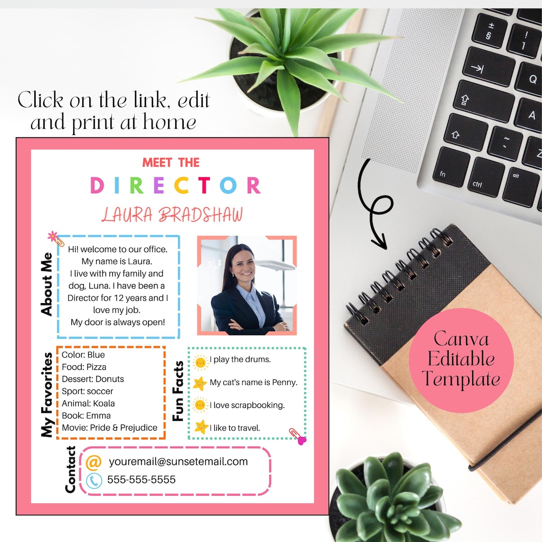 Editable "meet the Director" Flyer: Back to School Classroom Decor ...