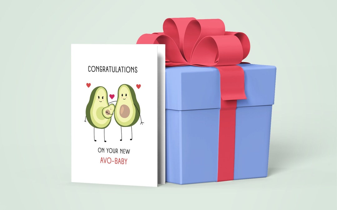 Avocado Card, Avo-baby, Family of 3, Avocado Gift, Avocado Baby ...