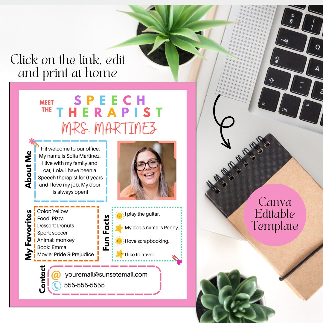 Meet the Speech Therapist Flyer, Canva Template Editable and ...