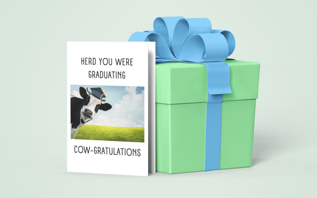 Cow Graduation Card, Congratulations, 5x7 - Etsy