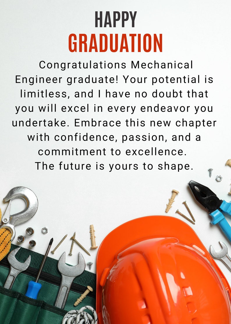 Mechanical Engineer Graduation Card Congratulations Gift 5x7 - Etsy