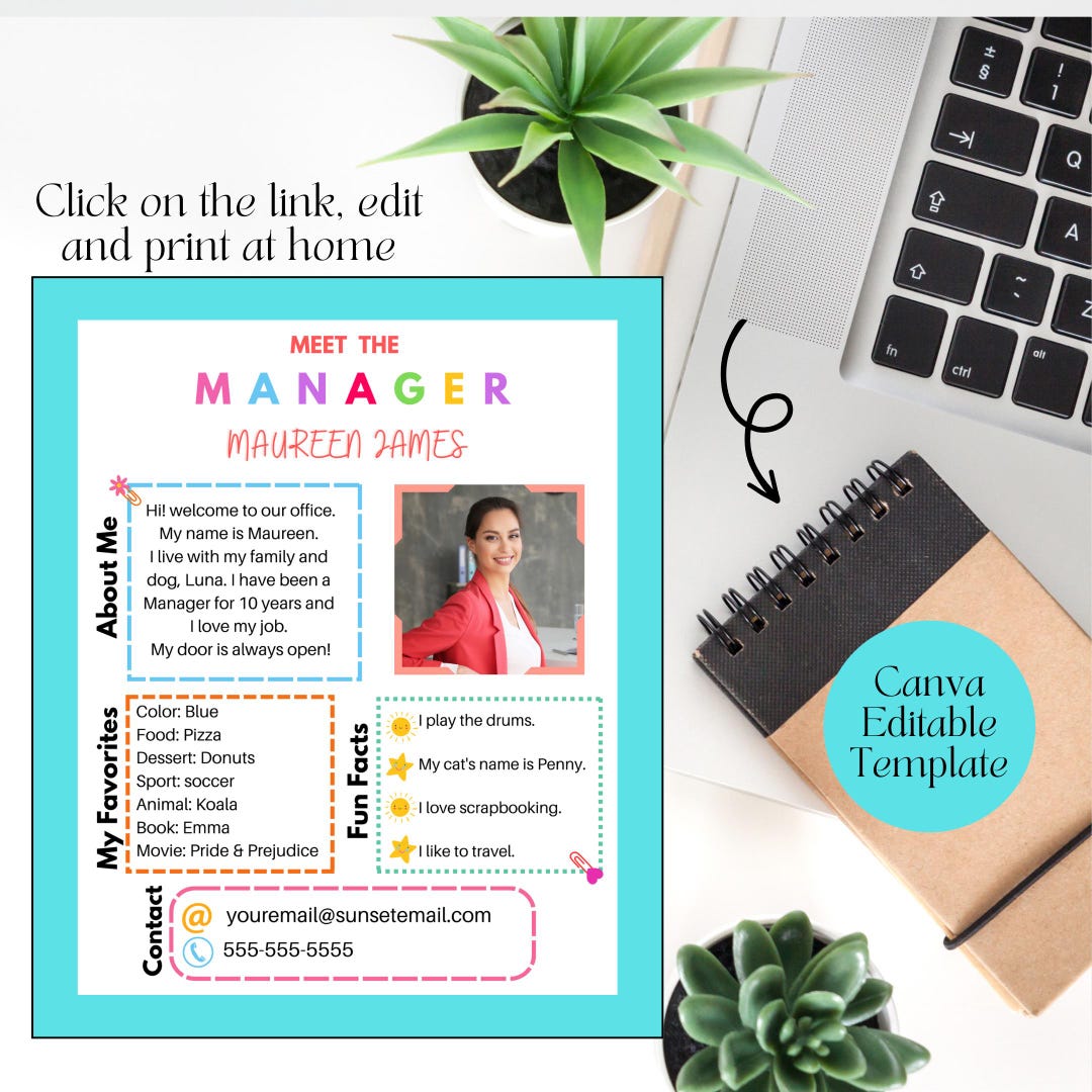 Meet the Manager Flyer, Canva Template Editable and Personalized ...