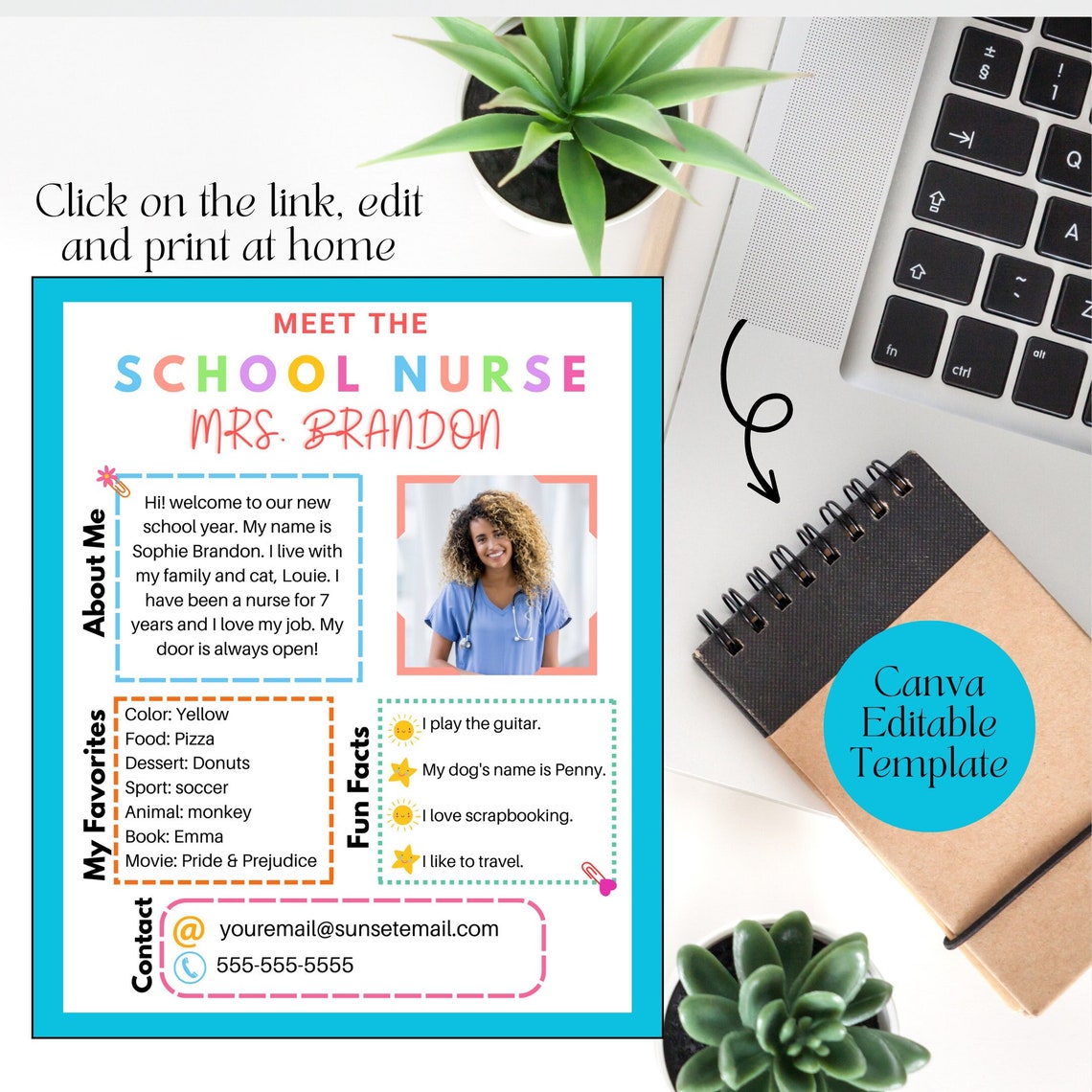 Meet the School Nurse Flyer, Canva Template Editable, Personalized ...