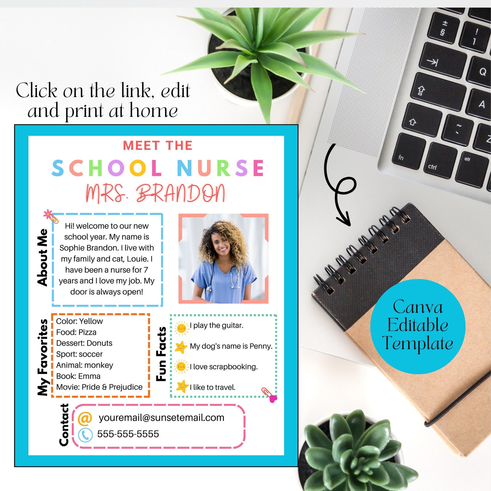 Meet the School Nurse Flyer, Canva Template Editable, Personalized ...