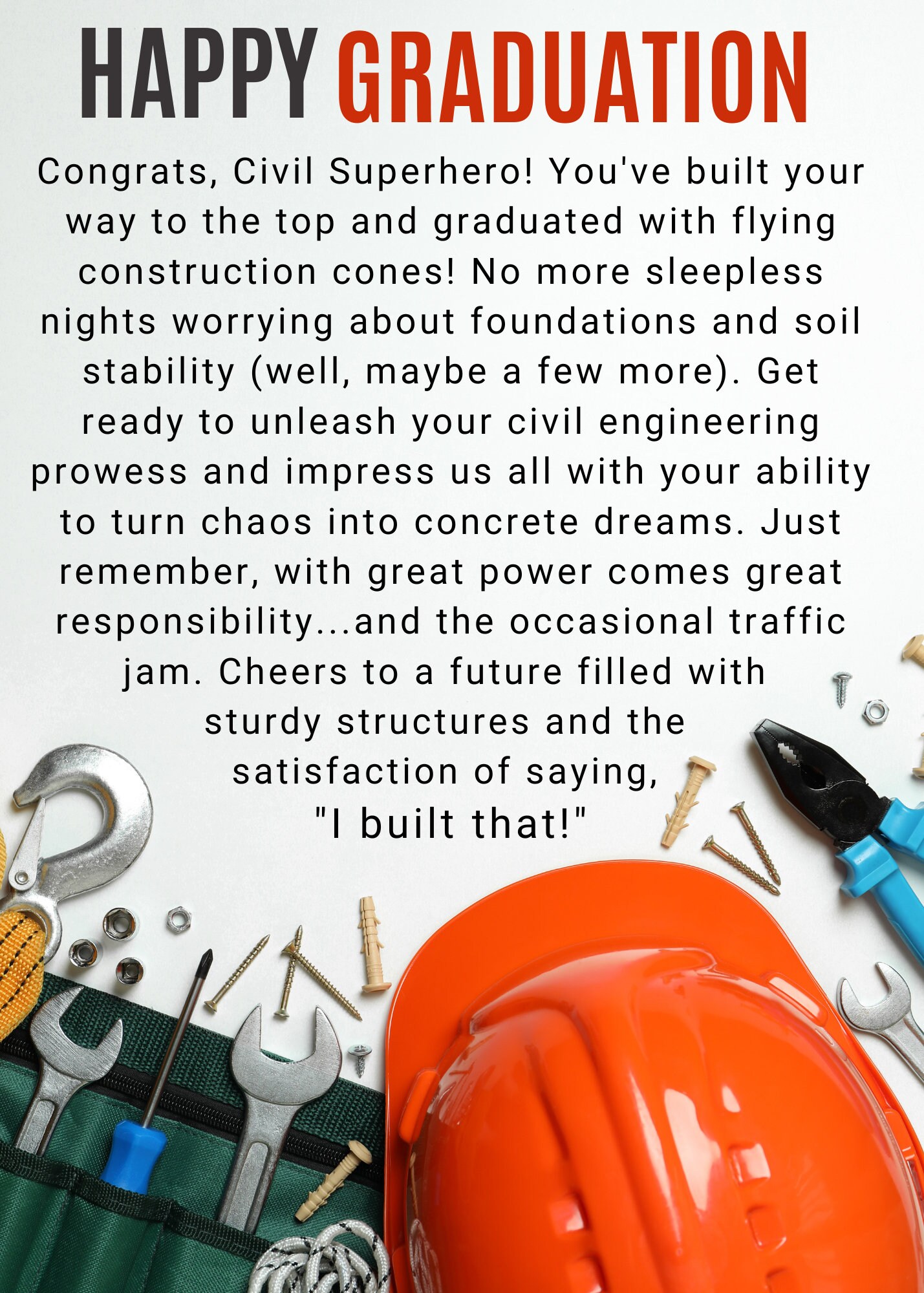 Civil Engineer Card, Civil Engineer Gift, Congratulations Card, Gift ...