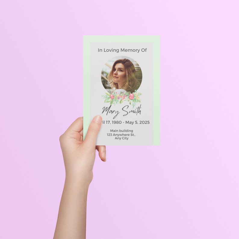 Funeral Template, Announcement Program, Editable Template, Memorial ...