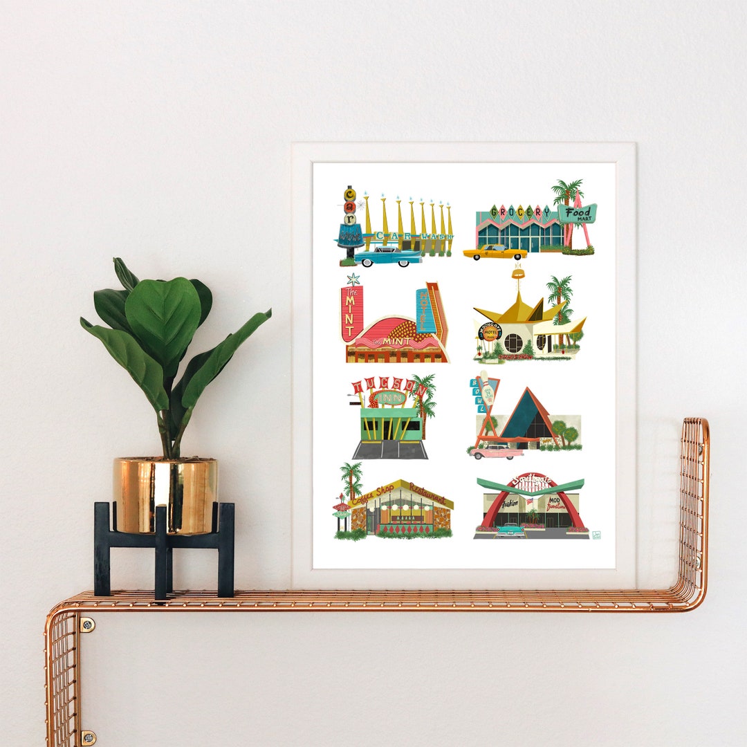 Googie Architecture Art Print: Mid-century Modern Buildings - Etsy