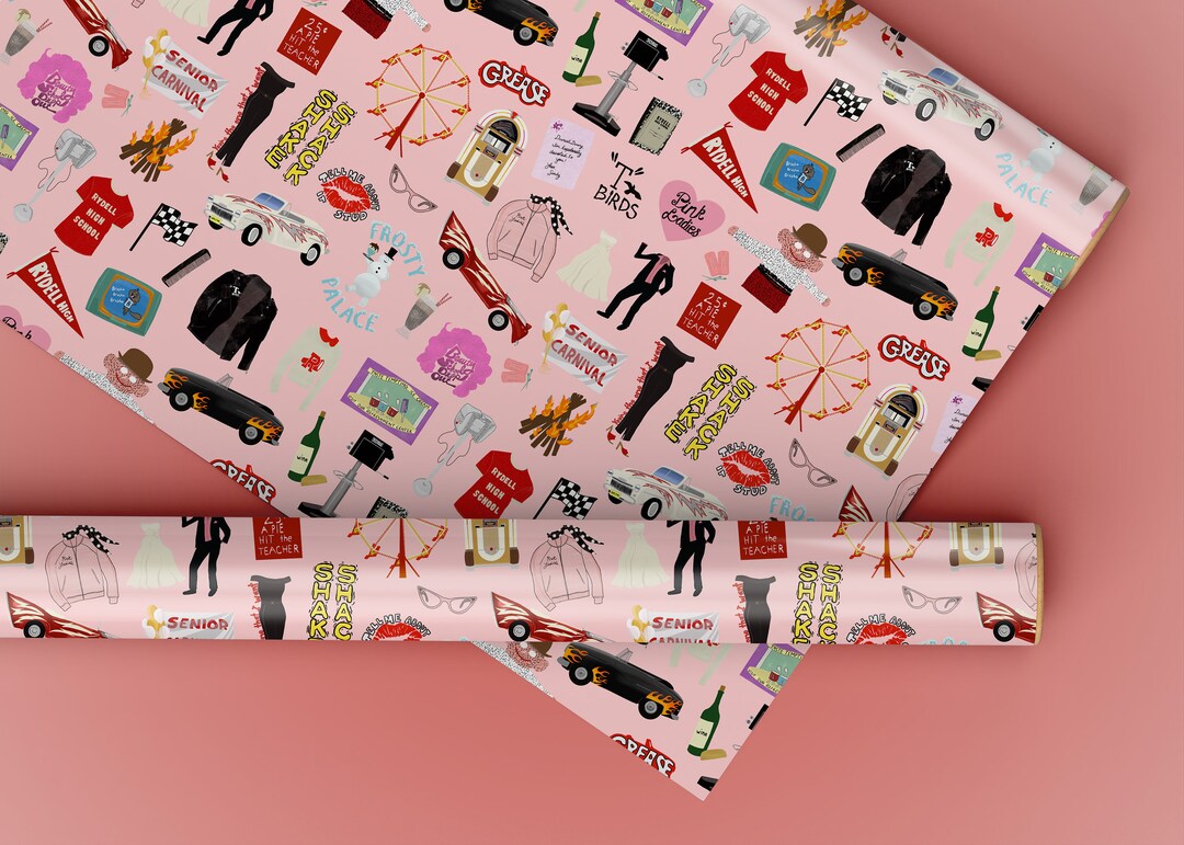 Grease Specialty Art Wrapping Paper One of a Kind | Movie | Gift Paper ...