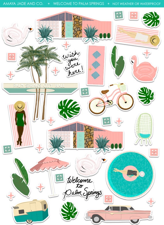 Papercraft Materials Stickers Palm Springs Style Vintage Bathing Suits ...