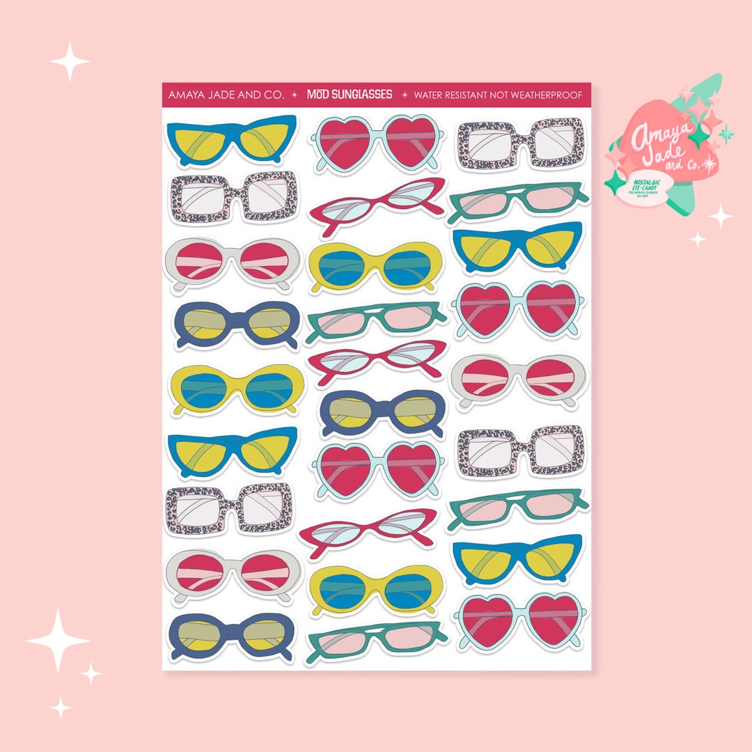 Sunglasses Stickers, Mid-century Stickers, Summer Stickers, Birthday ...
