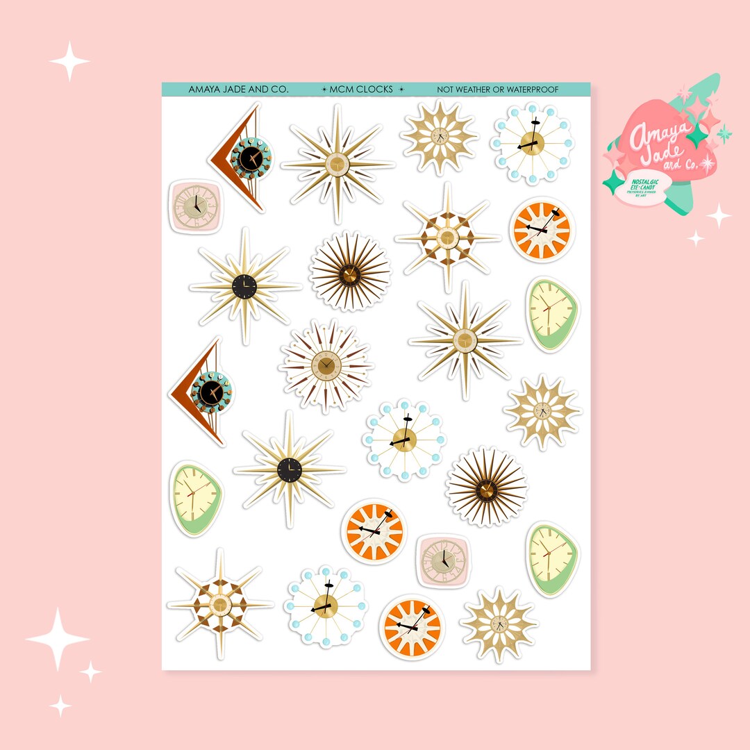 Clock Stickers, Retro Clock, Stickers, Nostalgic Stickers, Birthday ...