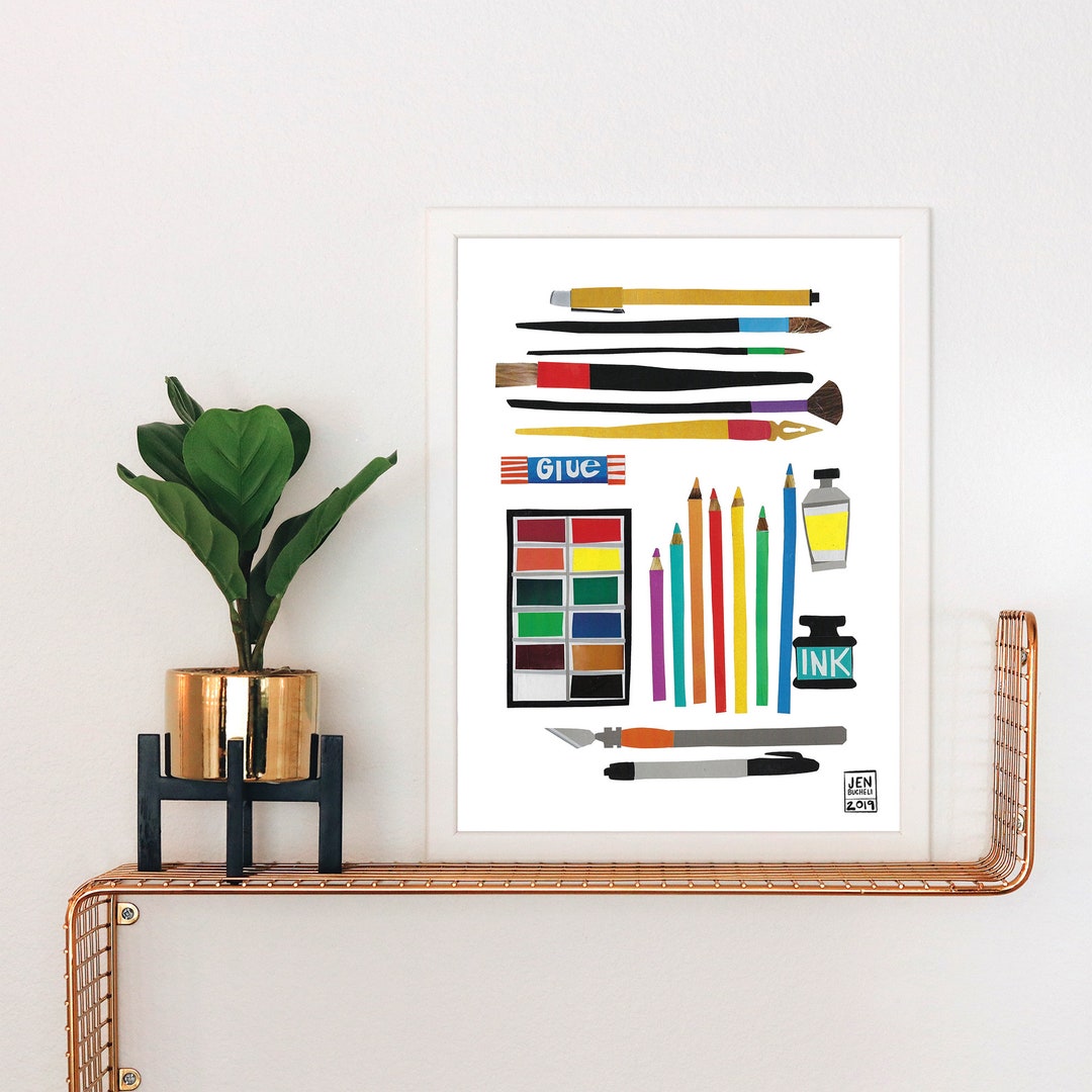 Art Supplies Collage Print | Art Class | Tools | Create | Make Art ...