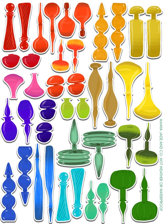 Mid Century Modern Colorful Glass Vases Sticker Set Stickers - Etsy