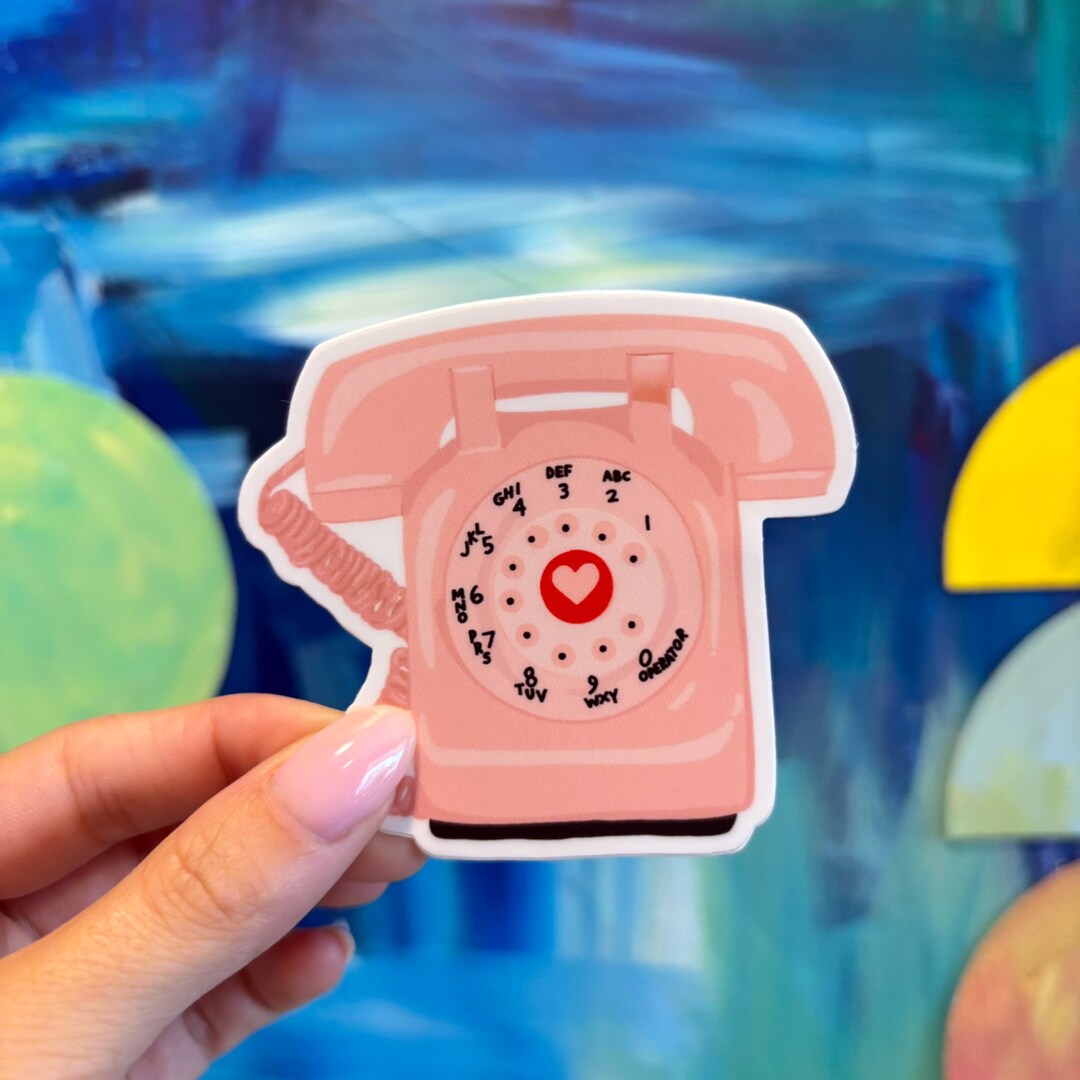 Pink Rotary Phone Sticker: Retro Waterproof Vinyl Decal - Etsy