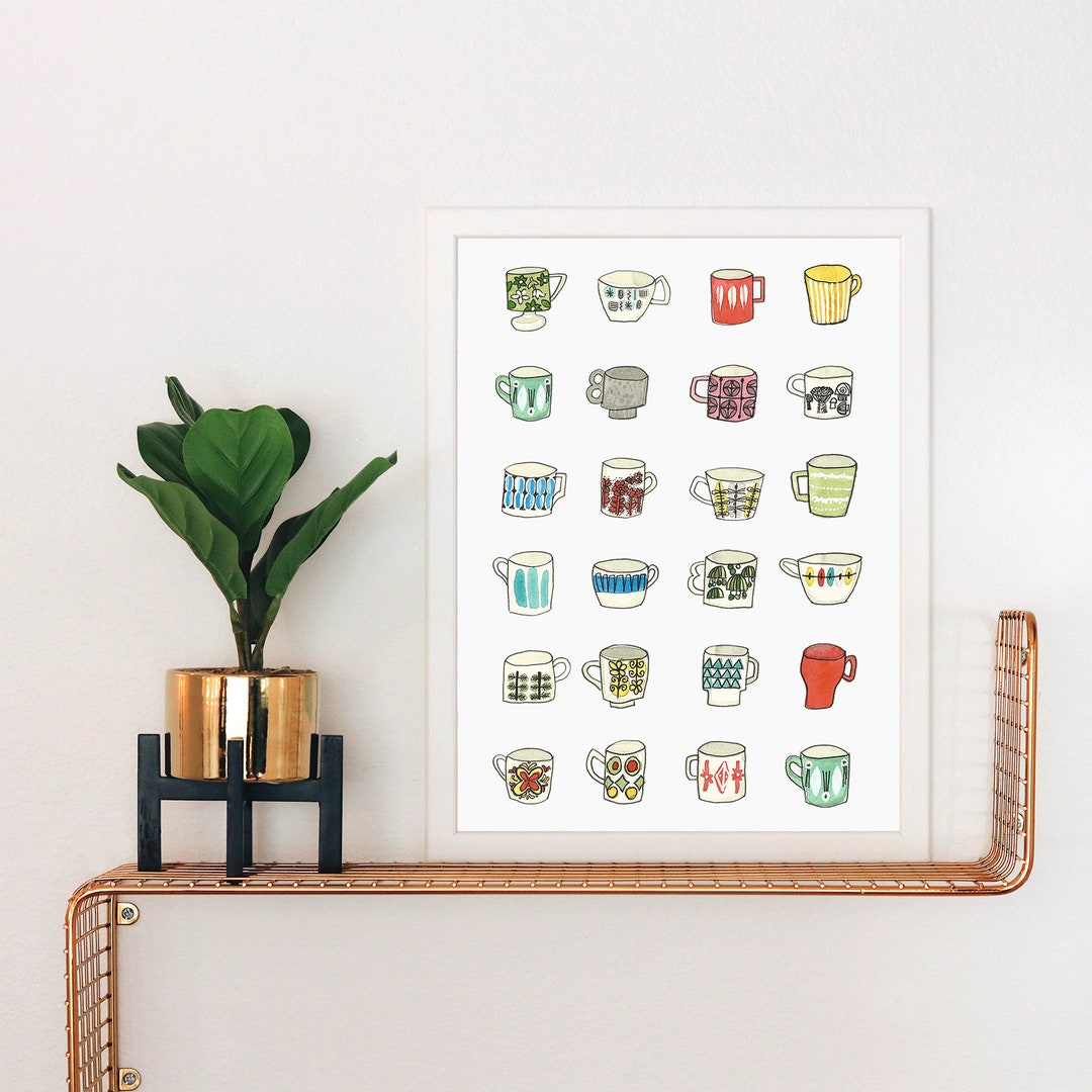 Mid Century Modern Mug Collection Print | Coffee Mugs Art | Mod Mugs ...