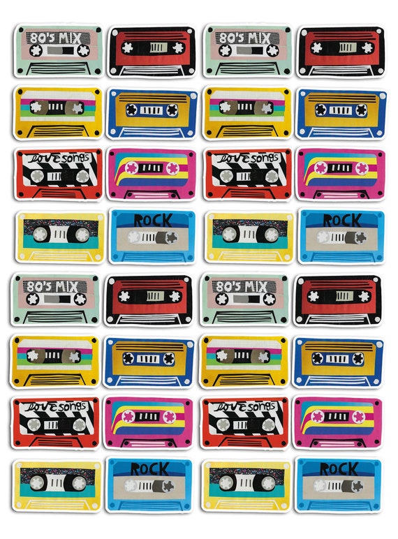 Mix Tape Collage Sticker Set 80's Sticker 80's | Etsy