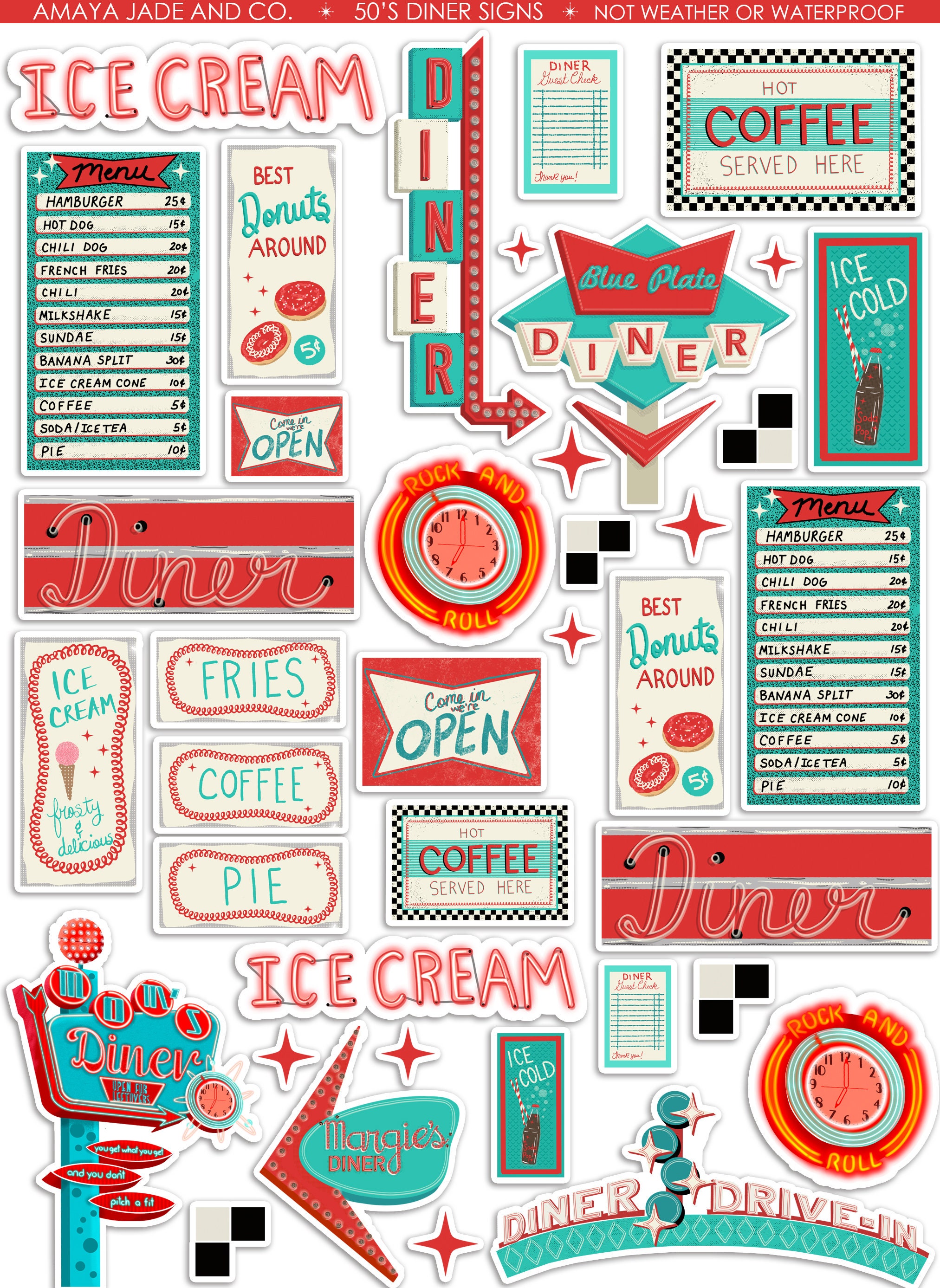 Vintage Diner Menu