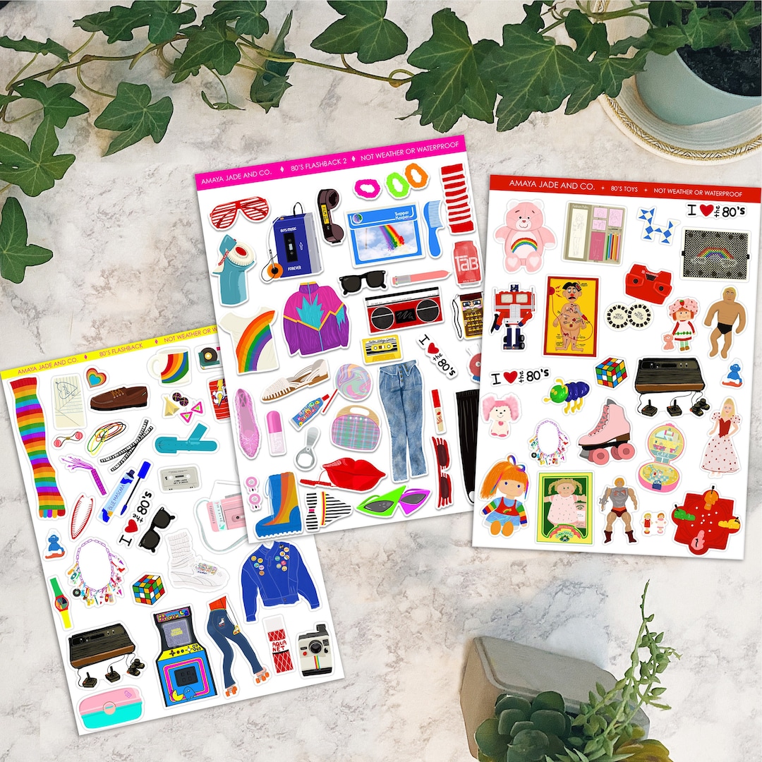 80's Sticker Pack, Nostalgic Stickers, 80's Party Decor, Scrapbook ...