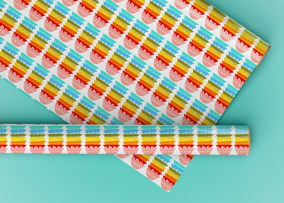 Rainbow Pyrex Specialty Art Wrapping Paper One of a Kind MCM - Etsy