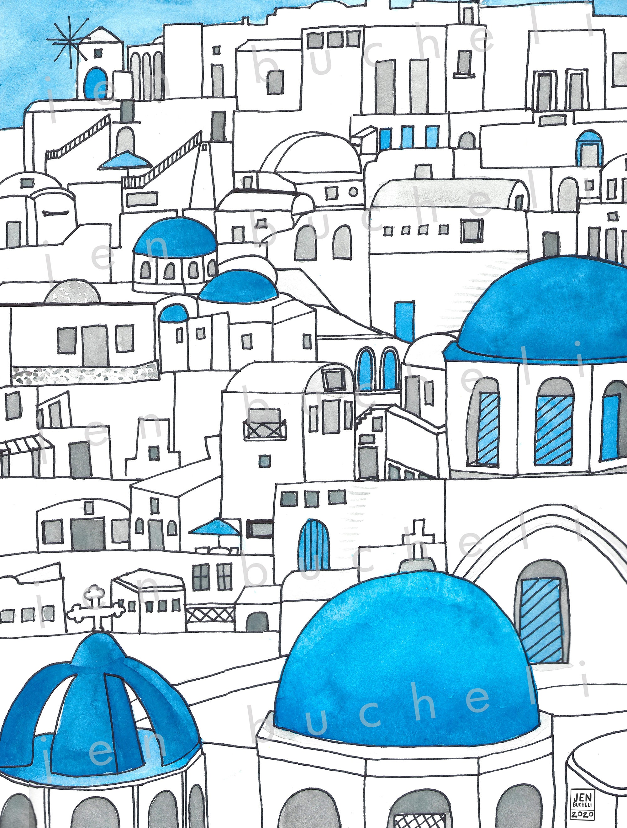 Santorini Greece Card Set: Mediterranean Seaside Note Cards - Etsy